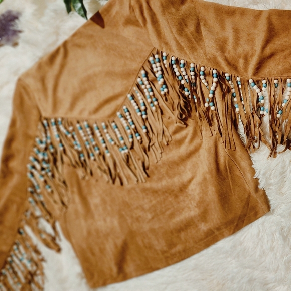 Jackets & Coats | Womens Boho Suedeturquoisefringe Jacket | Poshmark